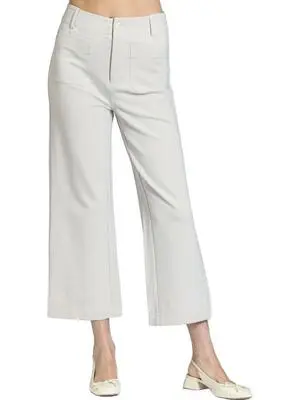 APNY Ponte Wide Leg Crop Trousers - Champagne