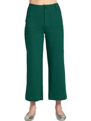 APNY Ponte Wide Leg Crop Trousers - Emerald