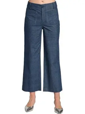 APNY APNY Ponte Wide Leg Crop Trousers Indigo