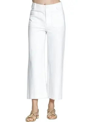 APNY Ponte Wide Leg Crop Trousers - White
