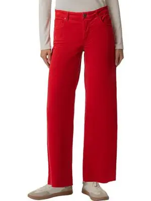 Kut From The Kloth Meg Fab Ab High Waist Wide Leg Corduroy Pants - Ruby Red