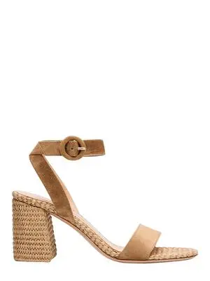 GIANVITO ROSSI Gianvito Rossi Suede Raffia Sandals Camel