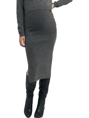 RIPE MATERNITY Dani Knit Midi Skirt - Charcoal Marle