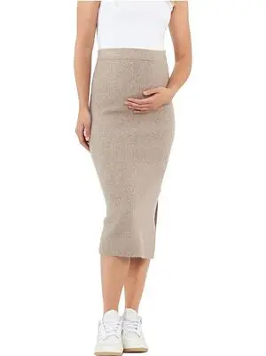 RIPE MATERNITY Dani Knit Midi Skirt - Latte