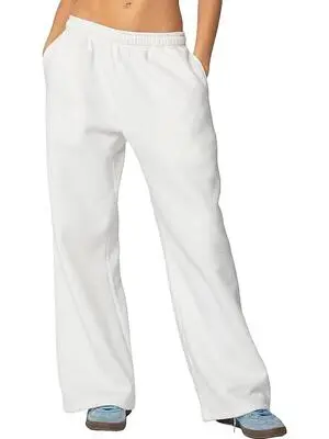 EDIKTED Bonney Bow Detail Sweatpants - Cream