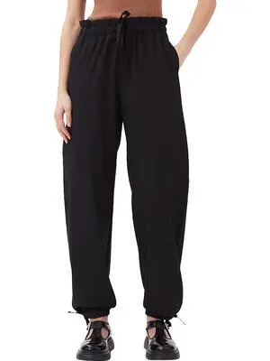 GANNI Drapey Melange Elasticated Waist Trousers - Black