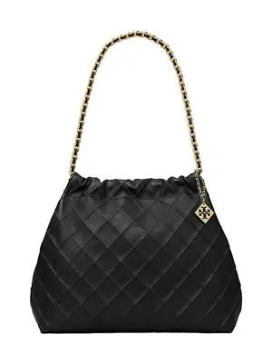 Tory Burch Fleming Hobo Bag Black/gold Soft Leather