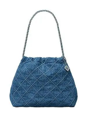 Tory Burch Fleming Hobo Bag - Denim/silver