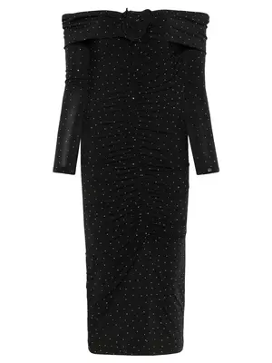 NISSA Crystal-embellished Midi Dress - Black
