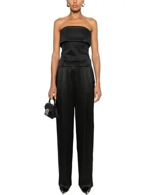 Giorgio Armani Silk Tailored Trousers - Black