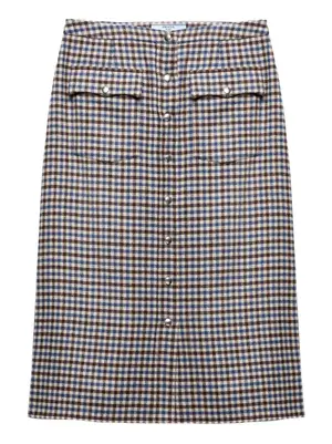 PRADA Prada Wool Checked Midi Skirt