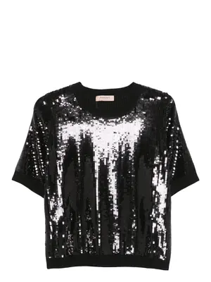 TWINSET Sequinned Top - Black