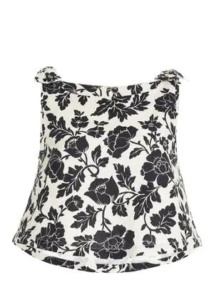 Posse Romeo Floral Linen Top - Black