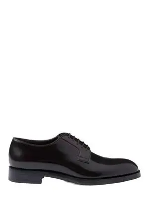 Prada Brushed Leather Derby Shoes - Brown