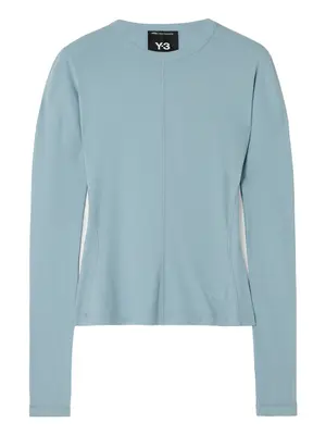 ADIDAS ORIGINALS Y-3 Paneled Organic Cotton-jersey T-shirt - Blue