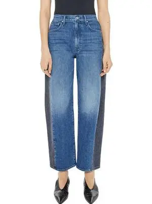 MOTHER The Half Pipe Flood High-waist Wide-leg Jeans - Black And Blue