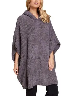 Barefoot Dreams Barefoot Dreams CozyChic® Ribbed Hooded Poncho Carbon