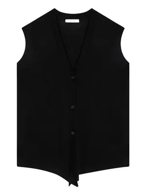 THE ROW Wool Waistcoat Cardigan - Black