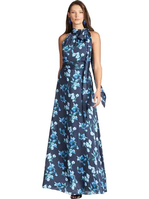 Sachin & Babi Kayla Printed Georgette Gown - Poseidon Venetian Petal
