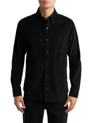 SCHOTT Pinwale Corduroy Button Down Shirt - Black