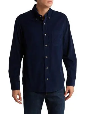 SCHOTT Pinwale Corduroy Button Down Shirt - Navy