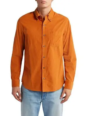 SCHOTT Pinwale Corduroy Button Down Shirt - Rust