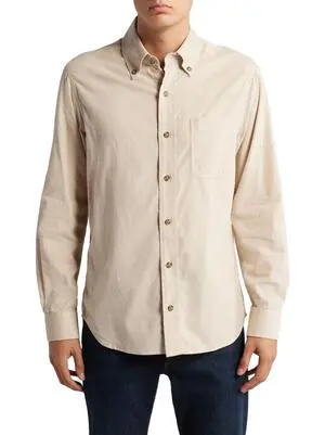 SCHOTT Pinwale Corduroy Button Down Shirt - Stone