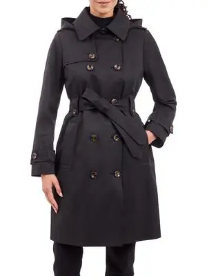 London Fog Cotton Blend Trench Coat - Black