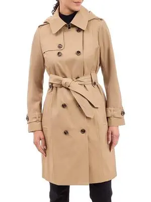 London Fog Cotton Blend Trench Coat - British Khaki