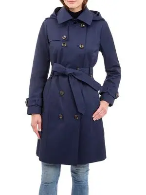 London Fog Cotton Blend Trench Coat - Midnight Navy