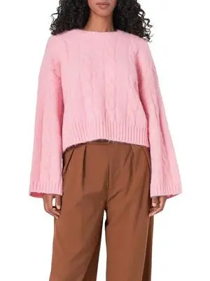 Endless Rose Cable Stitch Sweater - Pink