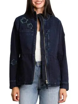 BILLY T Butterfly Embroidered Cotton Blend Jacket - Denim