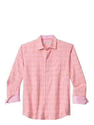 Tommy Bahama Barbados Breeze Playa Plaid Linen Blend Button-up Shirt - Bright Peach