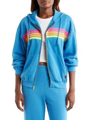 Aviator Nation 5-stripe Zip Hoodie - Cobalt/ Neon