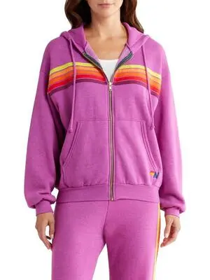 Aviator Nation 5-stripe Zip Hoodie - Magenta/orange Yellow