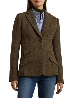 Ralph Lauren Wool-blend Herringbone Tweed Blazer - Olive Multi