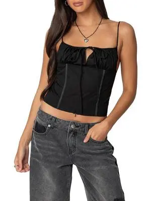EDIKTED Trinitie Crop Corset Top - Black