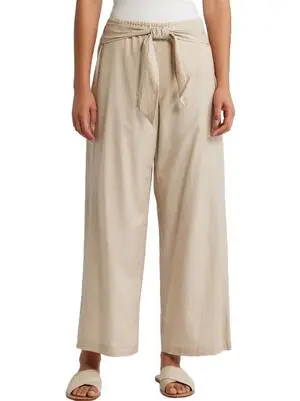 BEACHLUNCHLOUNGE Florencia Tie Waist Wide Leg Pants - Airdry Clay