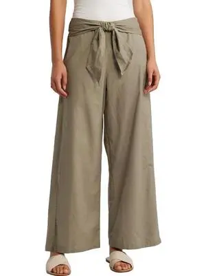 BEACHLUNCHLOUNGE Florencia Tie Waist Wide Leg Pants - Laurel Lagoon