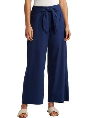 BEACHLUNCHLOUNGE Florencia Tie Waist Wide Leg Pants - Midnight Mirage