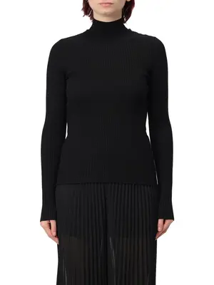 TWINSET Ribbed Turtleneck Sweater With Back Detail - Black