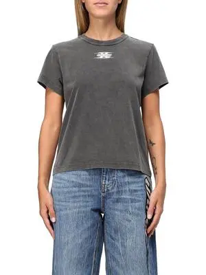 Alexander Wang Cotton Cropped T-shirt With Logo - Black