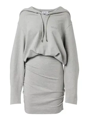 Attico Cotton-blend Jersey Hooded Dress - Grey