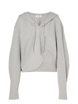 Attico Asymmetric Cotton-blend Hoodie - Grey