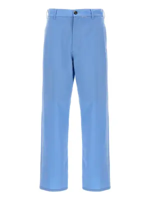 Marni Logo Embroidered Trousers - Light Blue