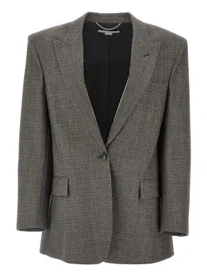 Stella McCartney Single Breasted Micro Houndstooth Blazer - Gray