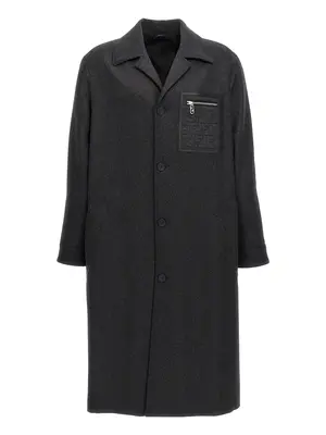 Fendi Single-breasted Cashmere Coat - Gray