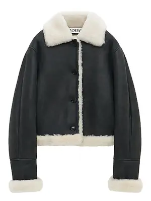 Loewe Shearling-trim Leather Jacket - Black/white