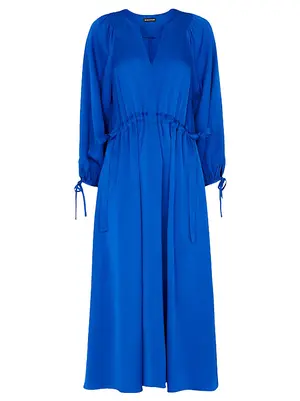 Whistles Molly Ruched Midi Dress - Blue