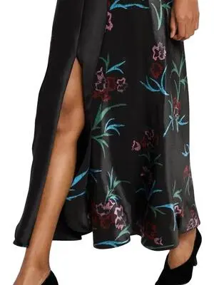 Giorgio Armani Floral Printed Silk Maxi Skirt - Blackmulti